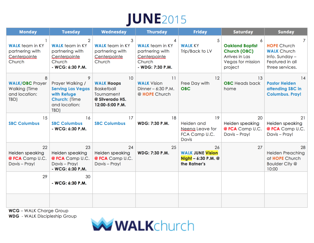 WALK June Calendar Pic - WALK Church | Las Vegas NV